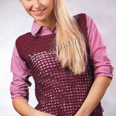 Бордовый жилет